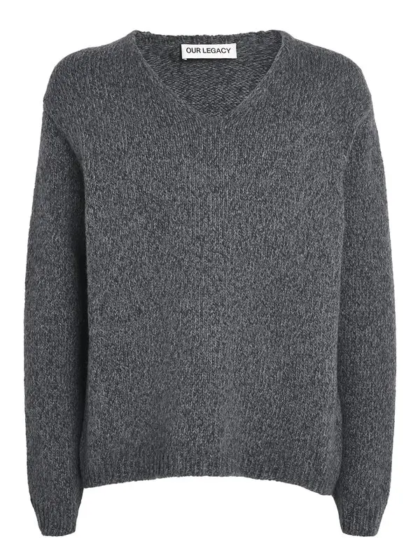 Our Legacy Wool Link V-neck Sweater - Grey