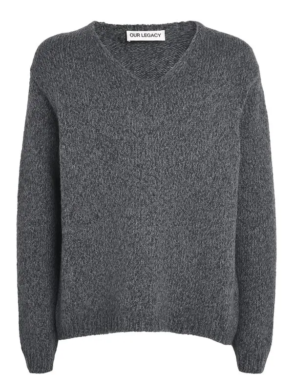 Our Legacy Wool Link V-neck Sweater - Grey
