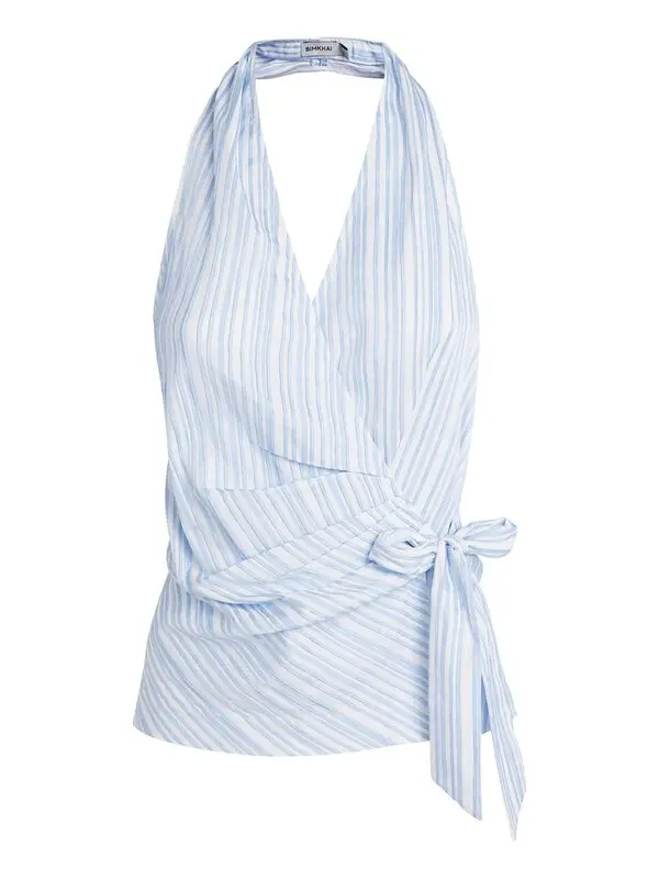 Simkhai Striped Halter Neck Blouse - Blue