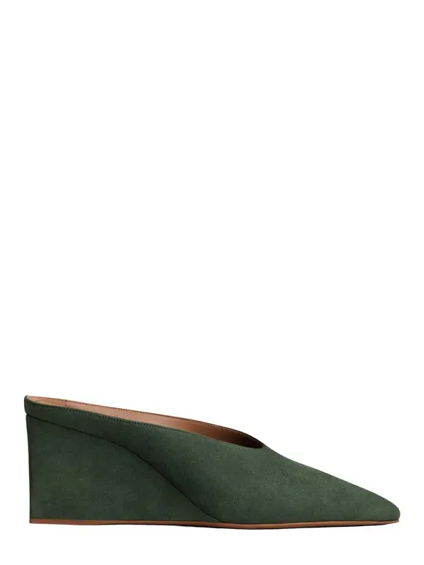Alaïa Suede Cube Wedge Mules 75 - Grey