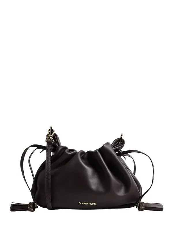 Fabiana Filippi Nappa Leather Muffin Clutch Bag - Brown