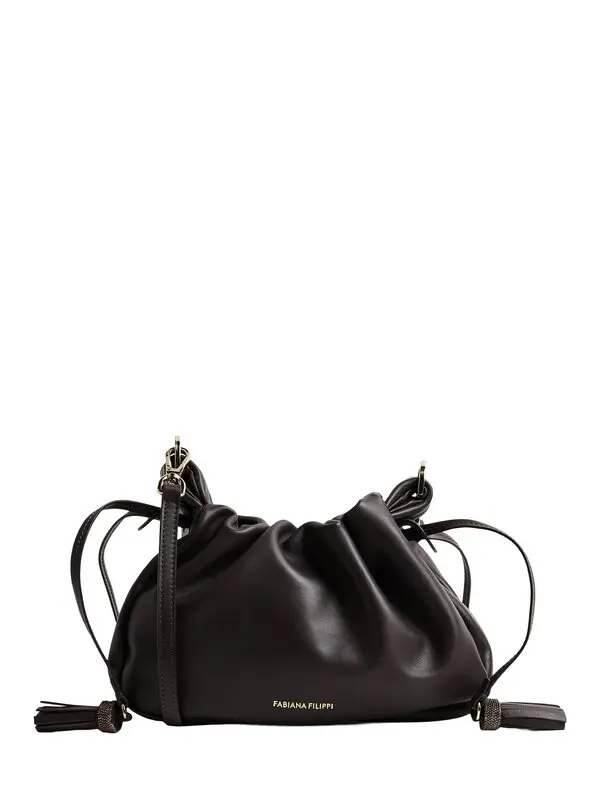 Fabiana Filippi Nappa Leather Muffin Clutch Bag - Brown