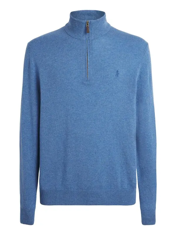 Polo Ralph Lauren Wool Polo Pony Quarter-zip Sweater - Blue