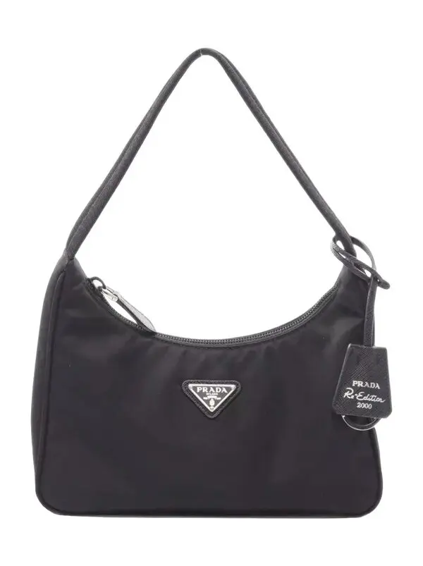 Prada 2010s Mini Re-edition 2000 Logo-plaque Handbag - Black