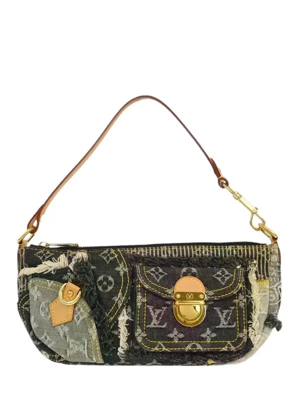 LOUIS VUITTON 2007 Monogram Denim Patchwork Tote Bag - Black