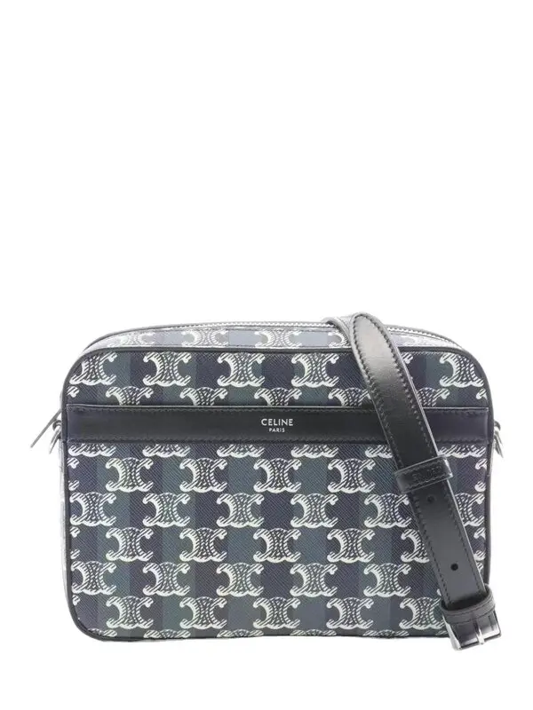 Celine Triomphe Stripe Messenger Bag - Green