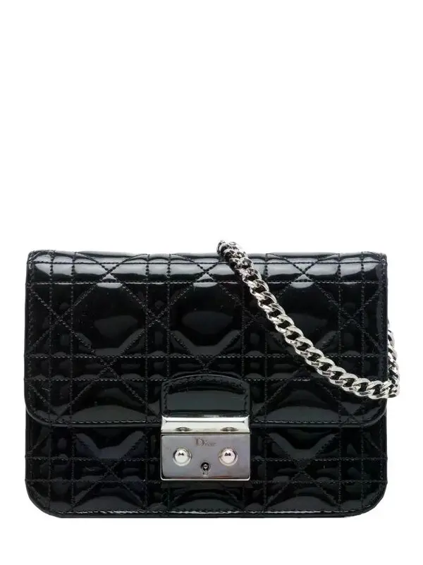Dior 2014 Mini Patent Cannage Miss Pouch Crossbody Bag - Black