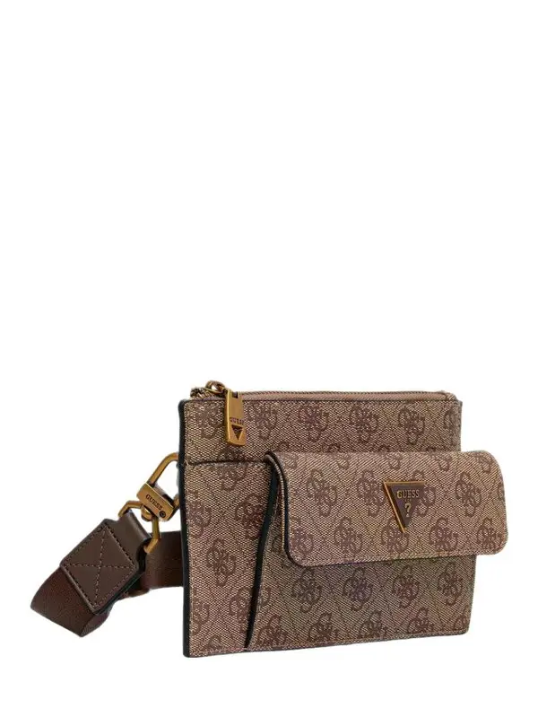 Guess Monogram-print Logo-plaque Belt Bag - Brown