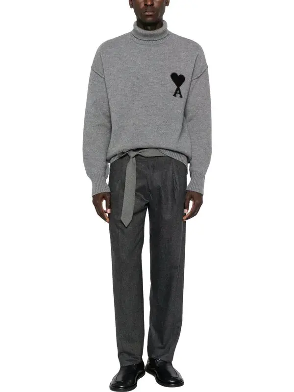AMI Paris De Coeur Roll-neck Sweater - Grey