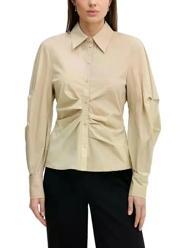 Sisley Gathered Puff-sleeve Shirt - Neutrals