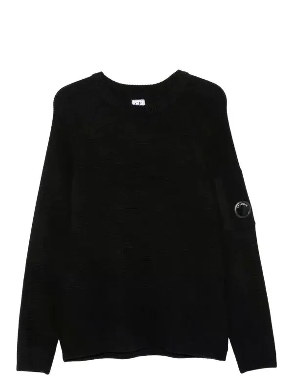 C.P. COMPANY Lens-detail Raglan-sleeve Sweater - Black
