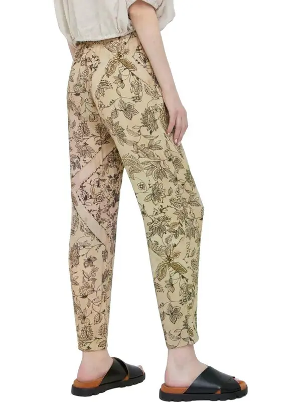 Sisley Floral-print High-waist Trousers - Neutrals