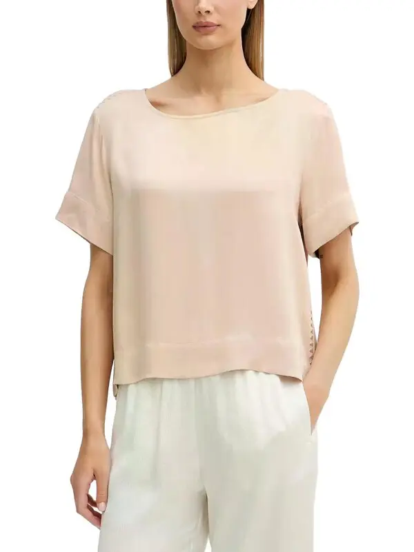 Sisley Embroidered Short-sleeve Blouse - Neutrals