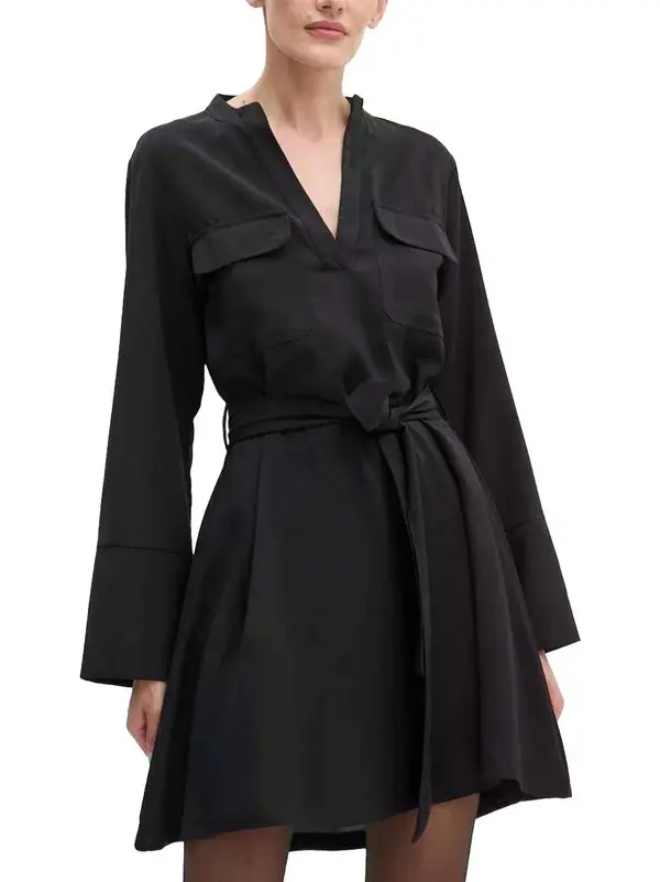 SILVIAN HEACH Reimba Belted Flap-pocket Mini Dress - Black