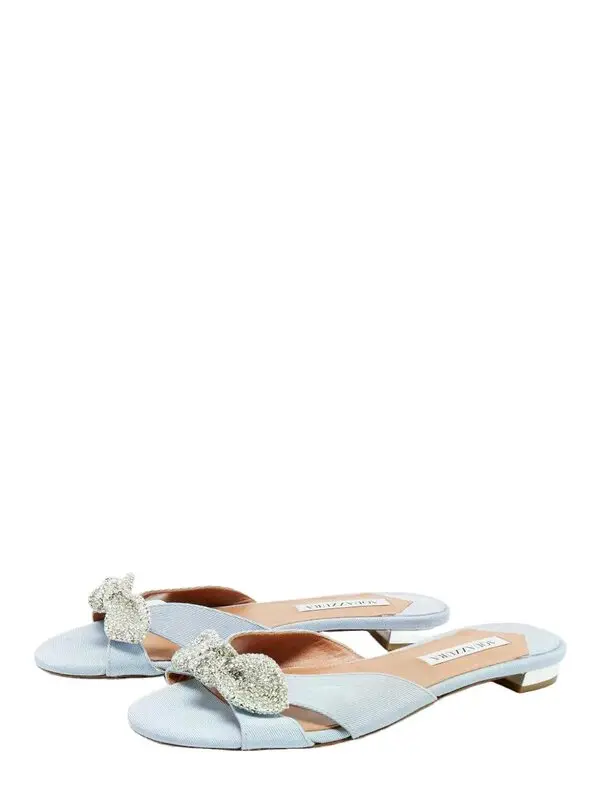 AQUAZZURA Very Bow Denim-effect Sandals - Blue