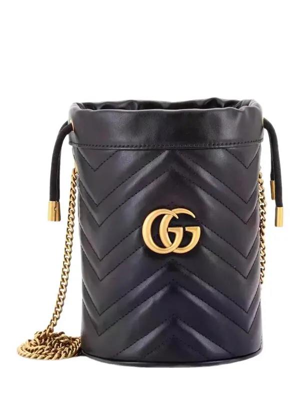 Gucci Gg Marmont Matelasse Leather Mini Bucket Bag - Black