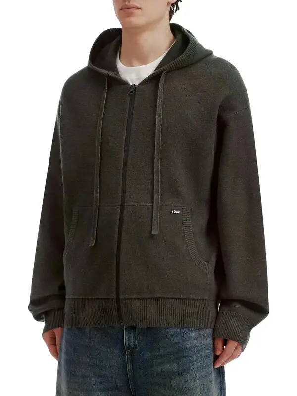 Izzue Logo-print Zip-up Hoodie - Grey