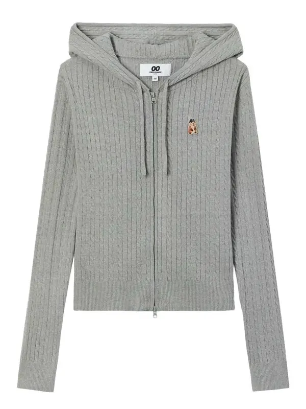 CHOCOOLATE Cable-knit Zip-up Cardigan - Grey