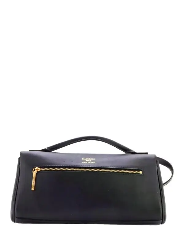 Balenciaga Bel Air Top Handle Flap Leather Shoulder Bag - Black