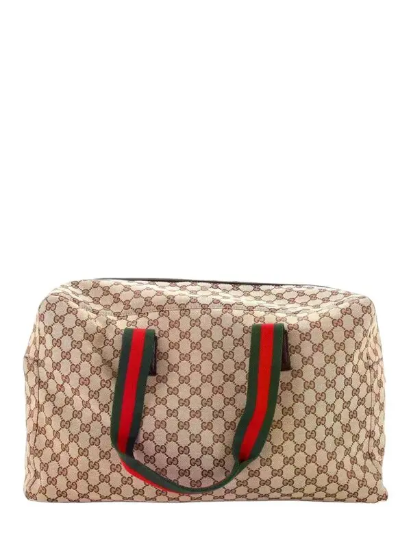 Gucci Web Carry On Duffle Bag Gg Canvas Large Travel Bag - Brown