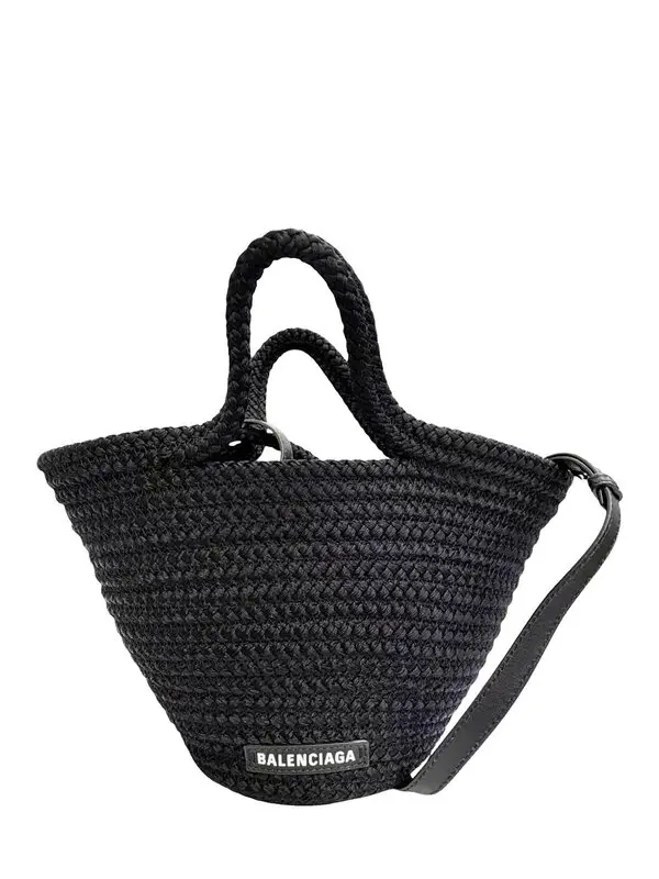 Balenciaga Woven Nylon Ibiza Basket Bag Satchel - Black