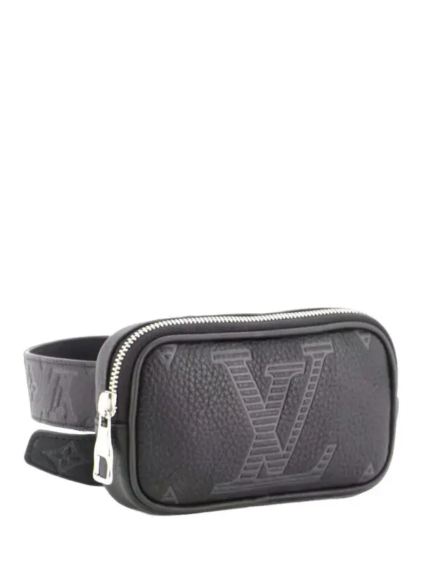 LOUIS VUITTON Signature Pocket Monogram Shadow Giant Taurillon Leather Belt Bag - Black
