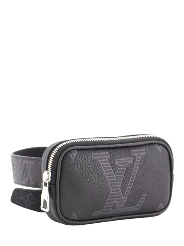 LOUIS VUITTON Signature Pocket Monogram Shadow Giant Taurillon Leather Belt Bag - Black