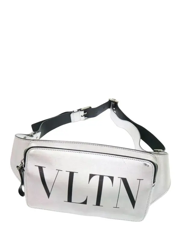 Valentino Garavani Vltn Rockstud Belt Bag In Metallic Calfskin - Silver