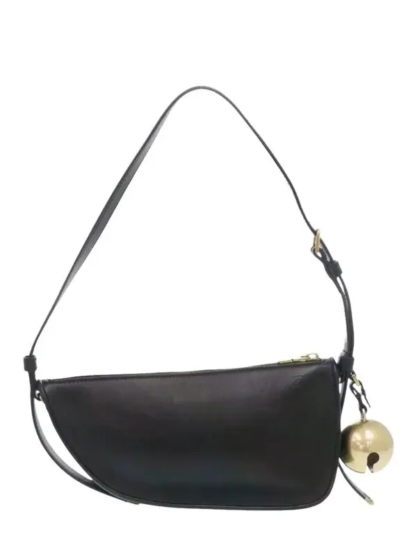 Burberry Lambskin Shield Shoulder Bag - Black