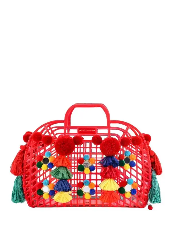 Dolce & Gabbana Kendra Pom-pom Shopping Bag Pvc Tote Bag - Red