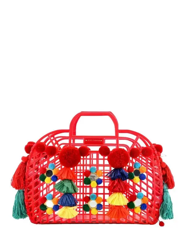 Dolce & Gabbana Kendra Pom-pom Shopping Bag Pvc Tote Bag - Red