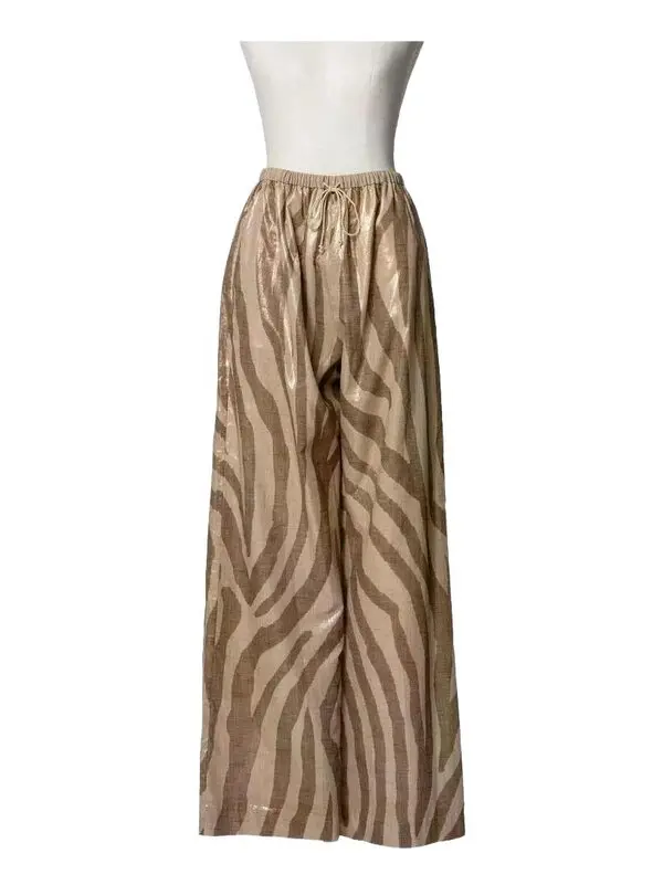 MULLER OF YOSHIOKUBO Metallic Zebra-print Trousers - Brown