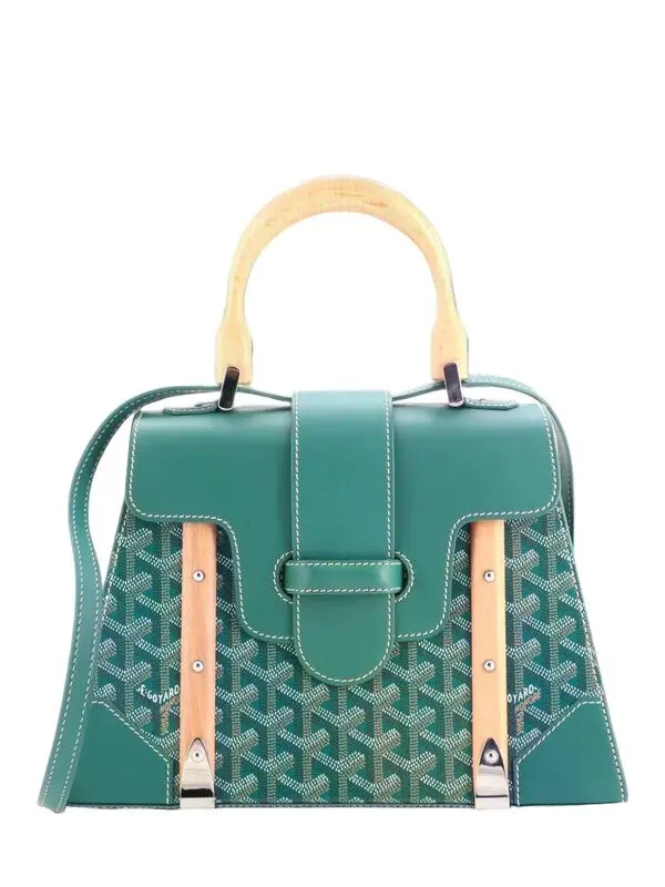 Goyard Saigon Top Handle Bag Coated Canvas With Leather Pm Satchel - Green