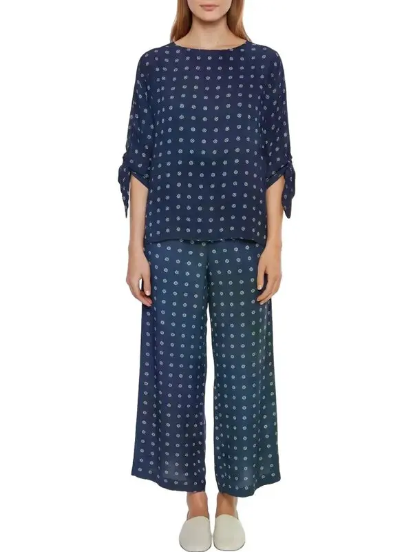 Max Mara Printed Silk Blouse - Blue