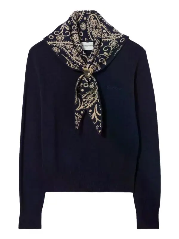 Claudie Pierlot Gold Heart Jewel Knit Jumper - Blue