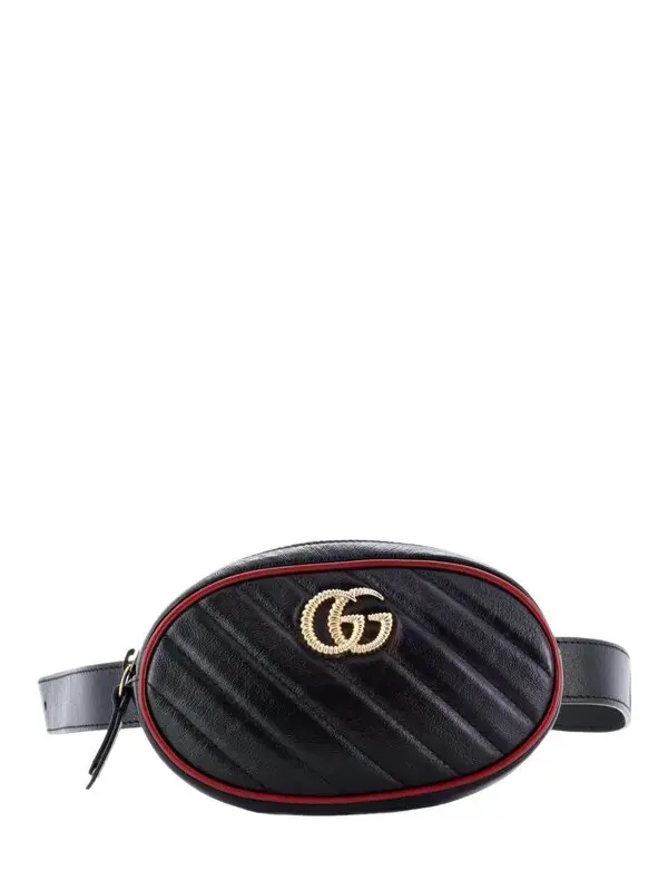 Gucci Gg Marmont Diagonal Quilted Leather Belt Bag - Black