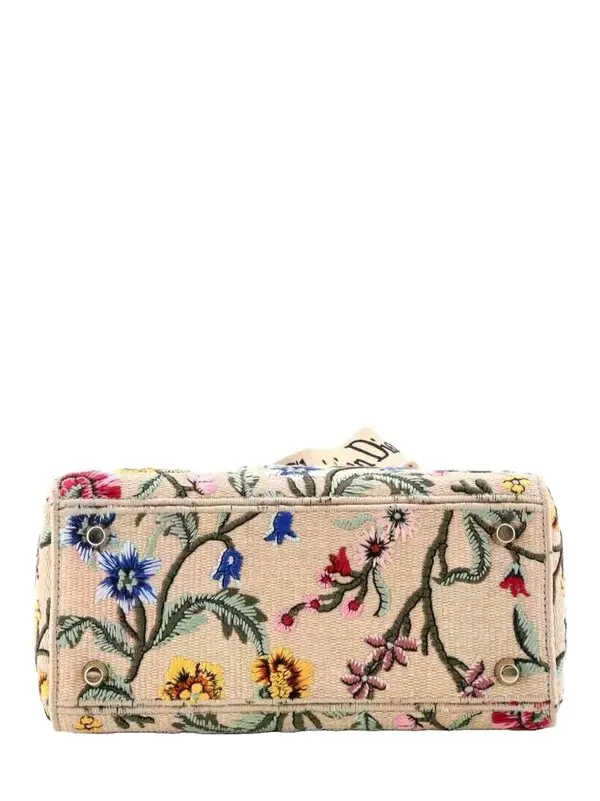 Dior Lady D-lite Bag Embroidered Raffia Medium Satchel - Neutrals
