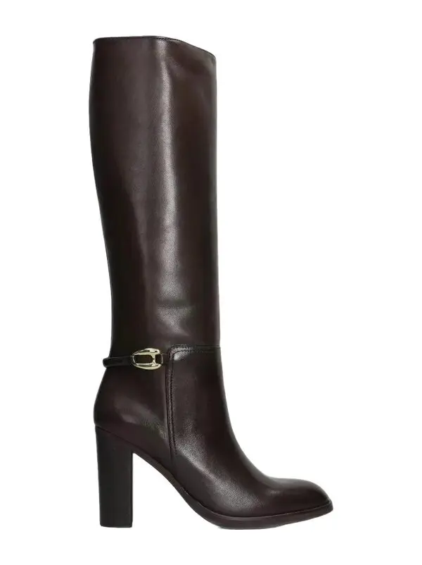 CHANTAL Buckle-detail Block-heel Boots - Brown