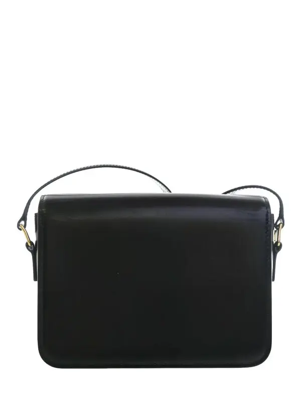 Celine 2023 Teen Shiny Calfskin Triomphe Crossbody Bag - Black