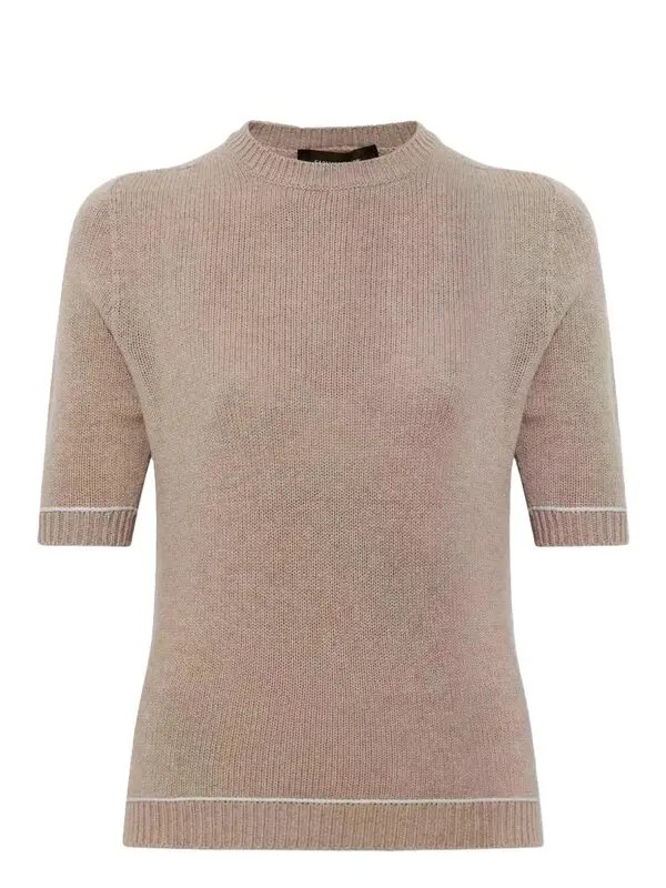 Fabiana Filippi Contrast-trim Short-sleeve Sweater - Neutrals