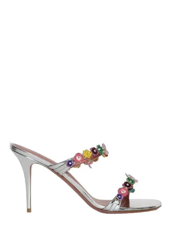 Amina Muaddi Vittoria Slipper Sandals - Silver