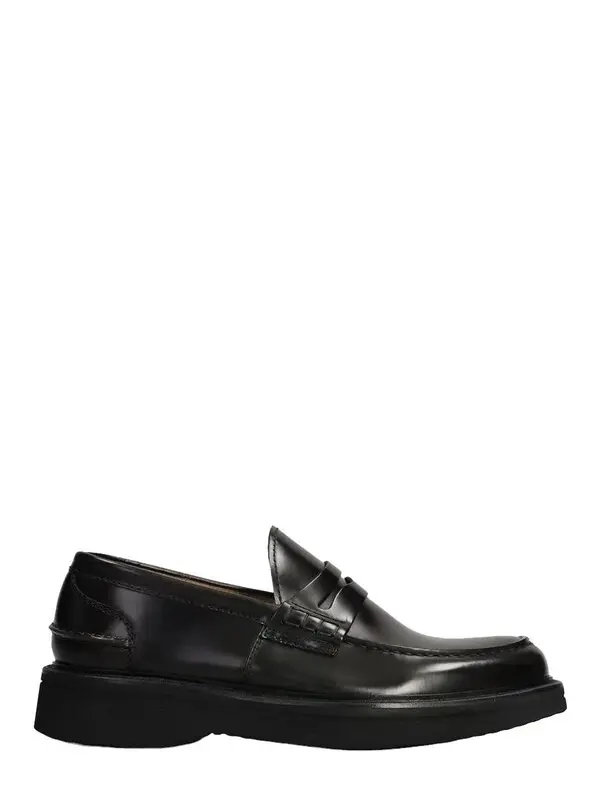 GREEN GEORGE Leather Penny Loafers - Black