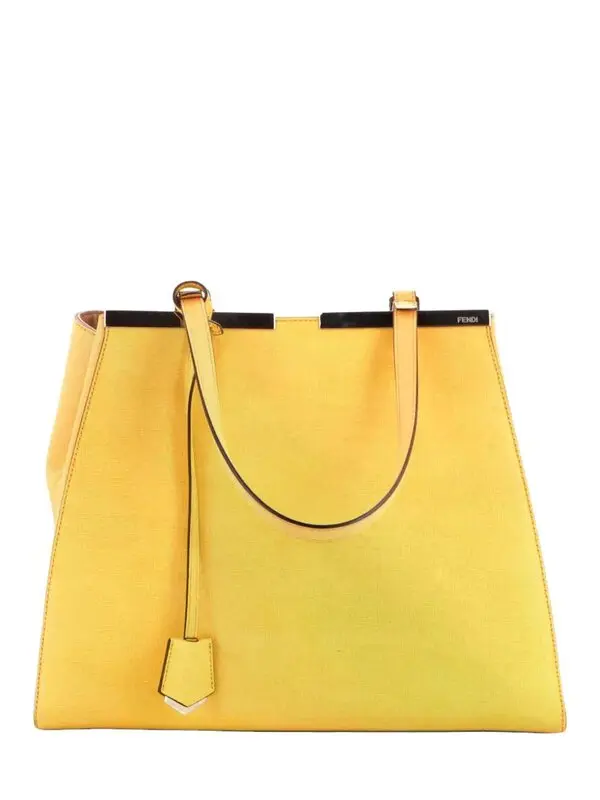 Fendi Leather Large Tote Bag - Yellow