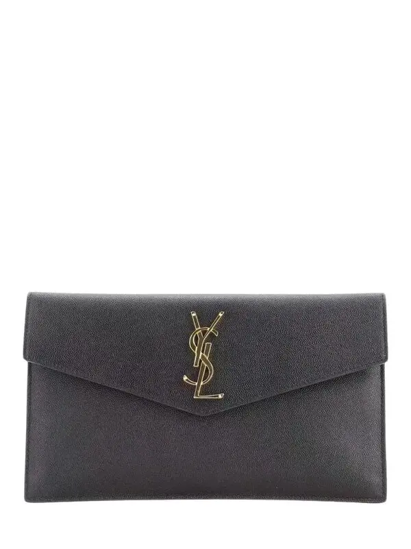 Saint Laurent Uptown Pouch Leather Clutch Bag - Black