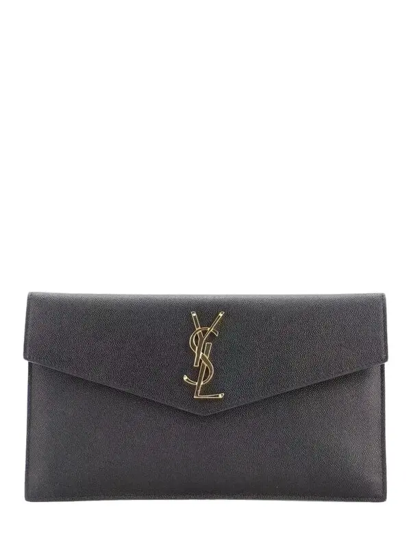 Saint Laurent Uptown Pouch Leather Clutch Bag - Black