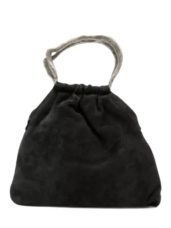 AUTENTICA 504 Small Delia Sculptural-handle Suede Pouch - Grey