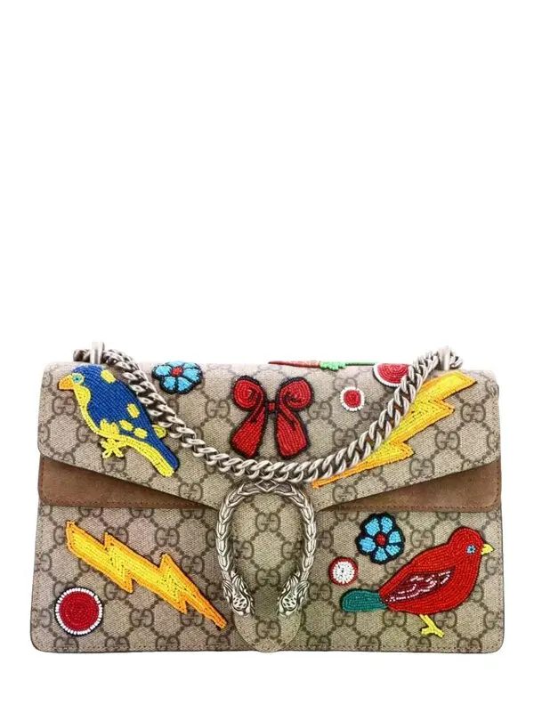 Gucci Dionysus Embellished Gg Coated Canvas Small Shoulder Bag - Brown