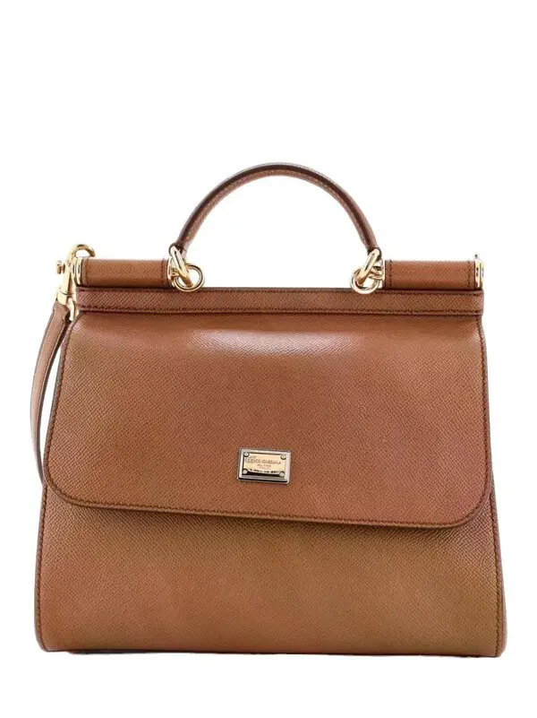 Dolce & Gabbana Miss Sicily Bag Leather Medium Satchel - Brown