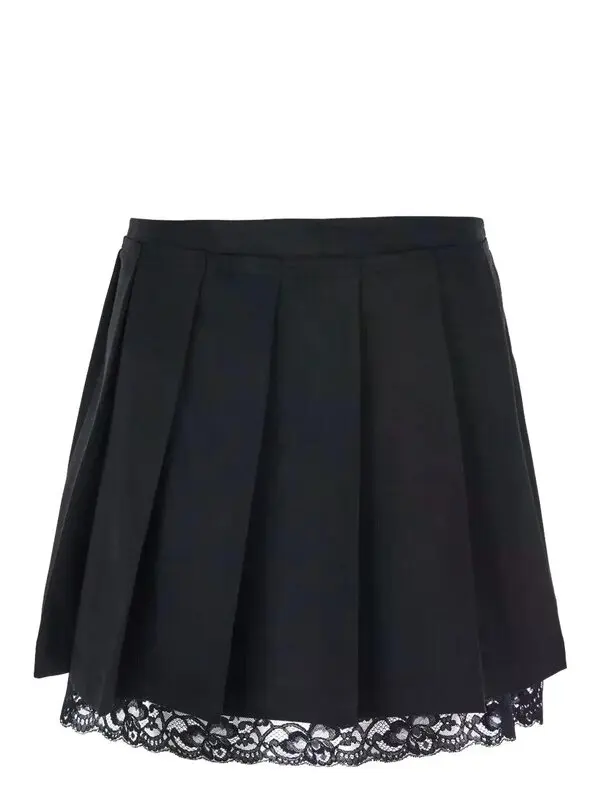 JUCCA Lace-trim Pleated Mini Skirt - Black