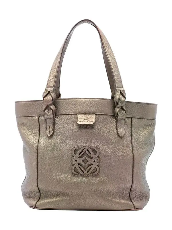 Loewe 2013 Metallic Leather Anagram Fusta Tote Bag - Brown